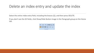Create an index and update an index in word | PPTX