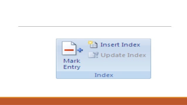 Create an index and update an index in word