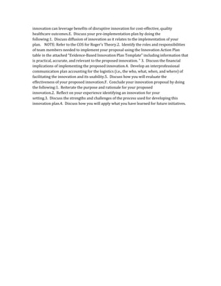 Create an innovation plan proposal using the attached Innovation.docx