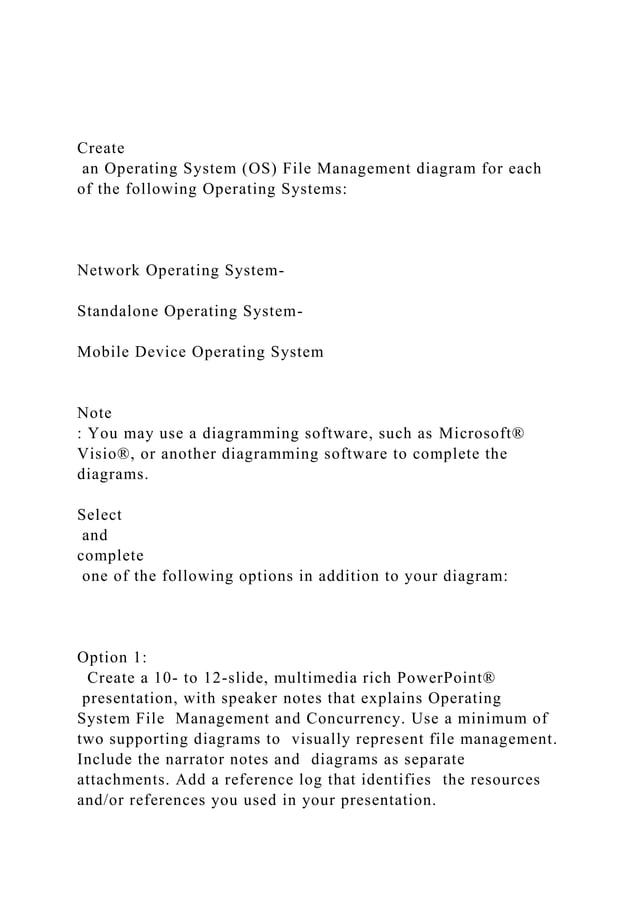 Create an Operating System (OS) File Management diagram for ea | DOCX ...