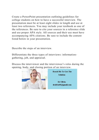 Create a PowerPoint presentation outlining guidelines for college st.docx