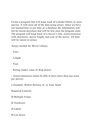 Movie Library Program Tracks Films in Arrays | PDF