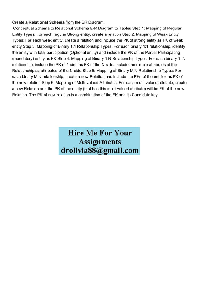 Create a Relational Schema from the ER Diagram Conceptual S.pdf