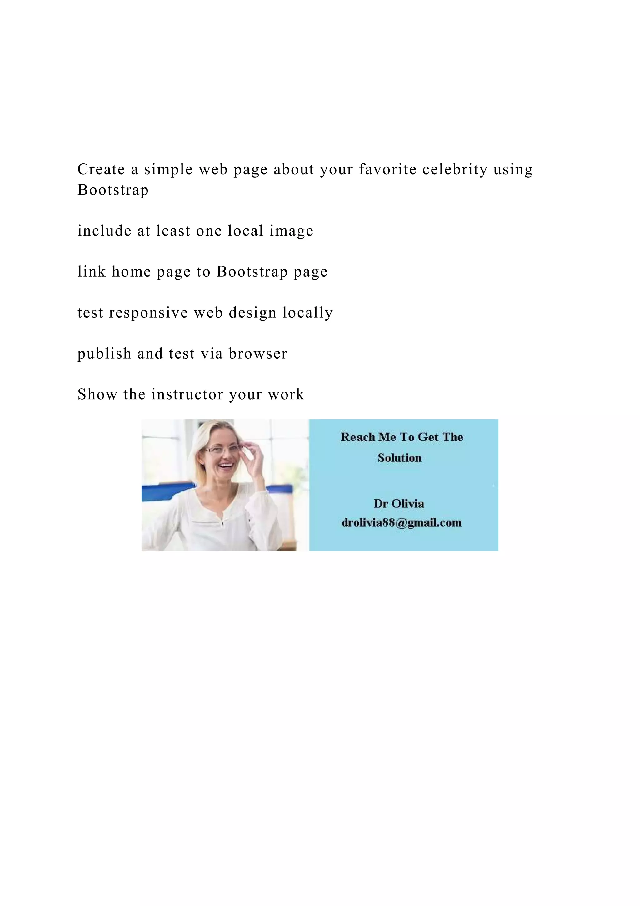 Create a simple web page about your favorite celebrity using B.docx