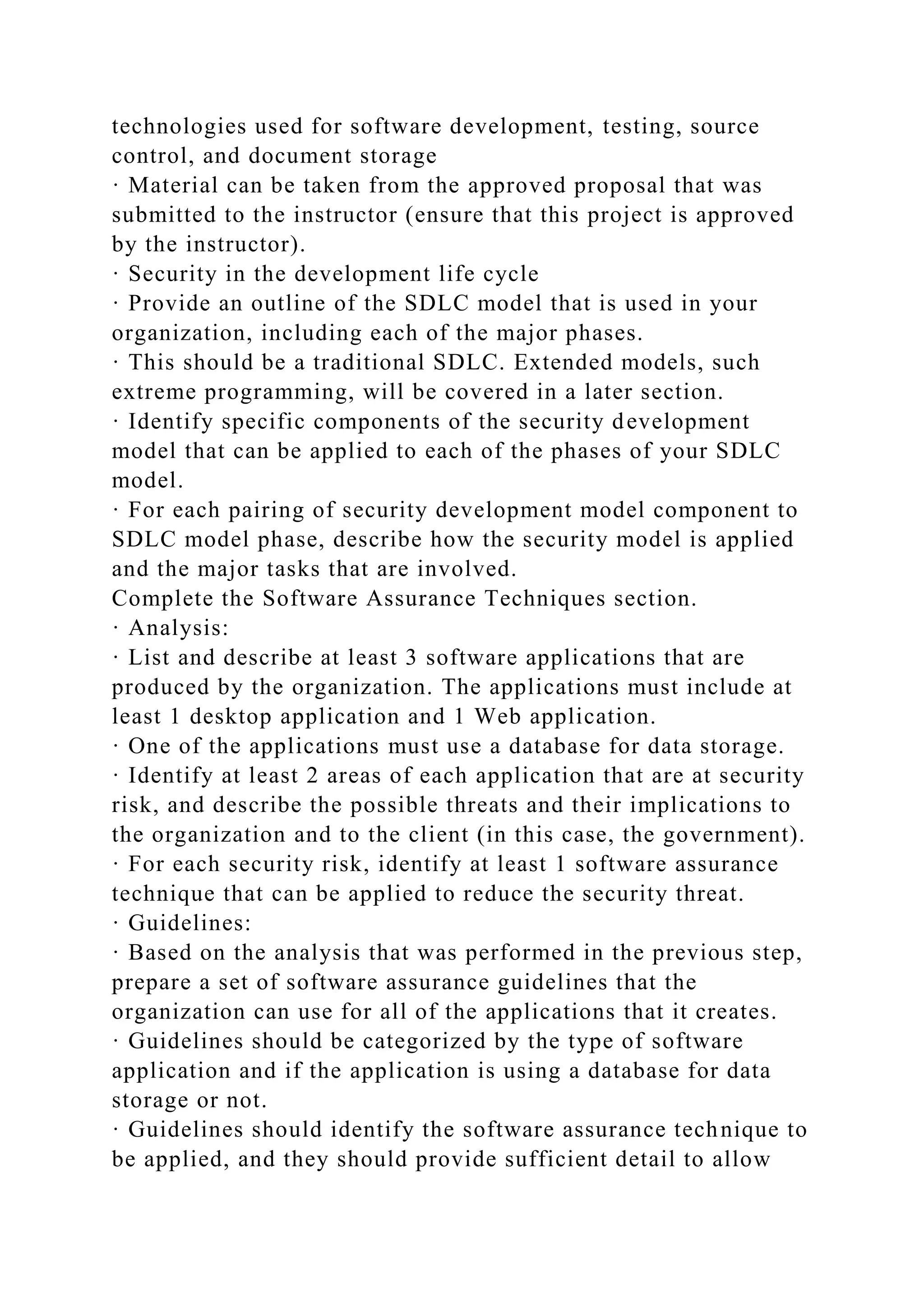 Create A Software Assurance Guidelines Document Shell In Word Idocx Operating Systems