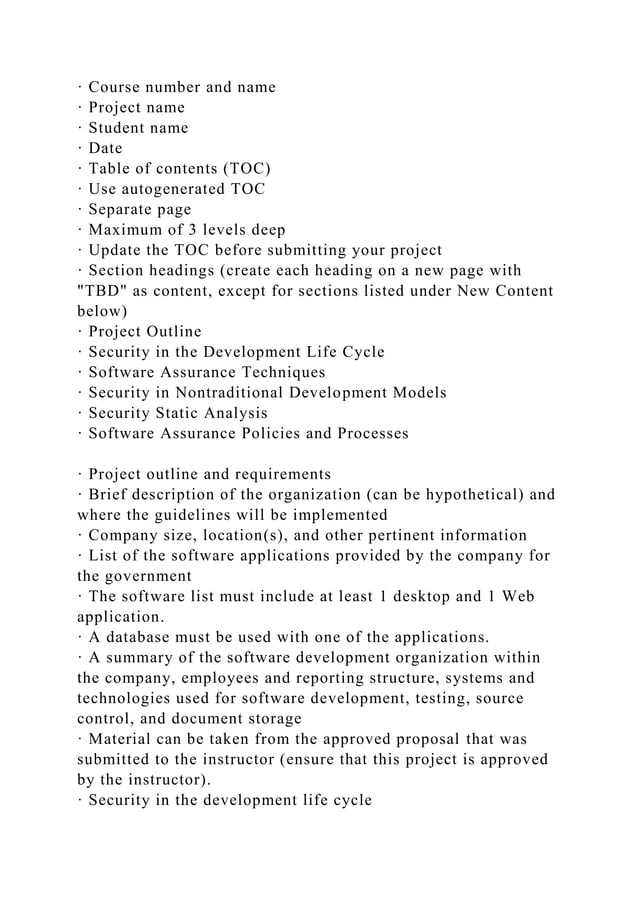 Create a software assurance guidelines document shell in Word. I.docx | Operating Systems ...