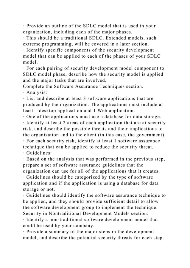 Create A Software Assurance Guidelines Document Shell In Word Idocx Operating Systems