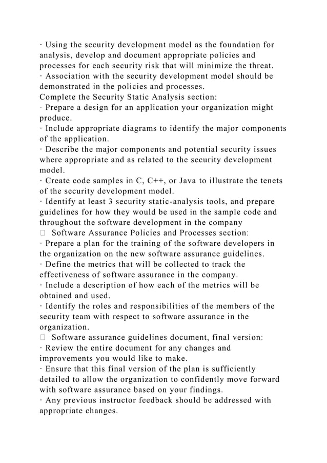 Create a software assurance guidelines document shell in Word. I.docx | Operating Systems ...