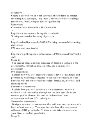 Create a three-day unit plan outline that addresses students’ divers.docx