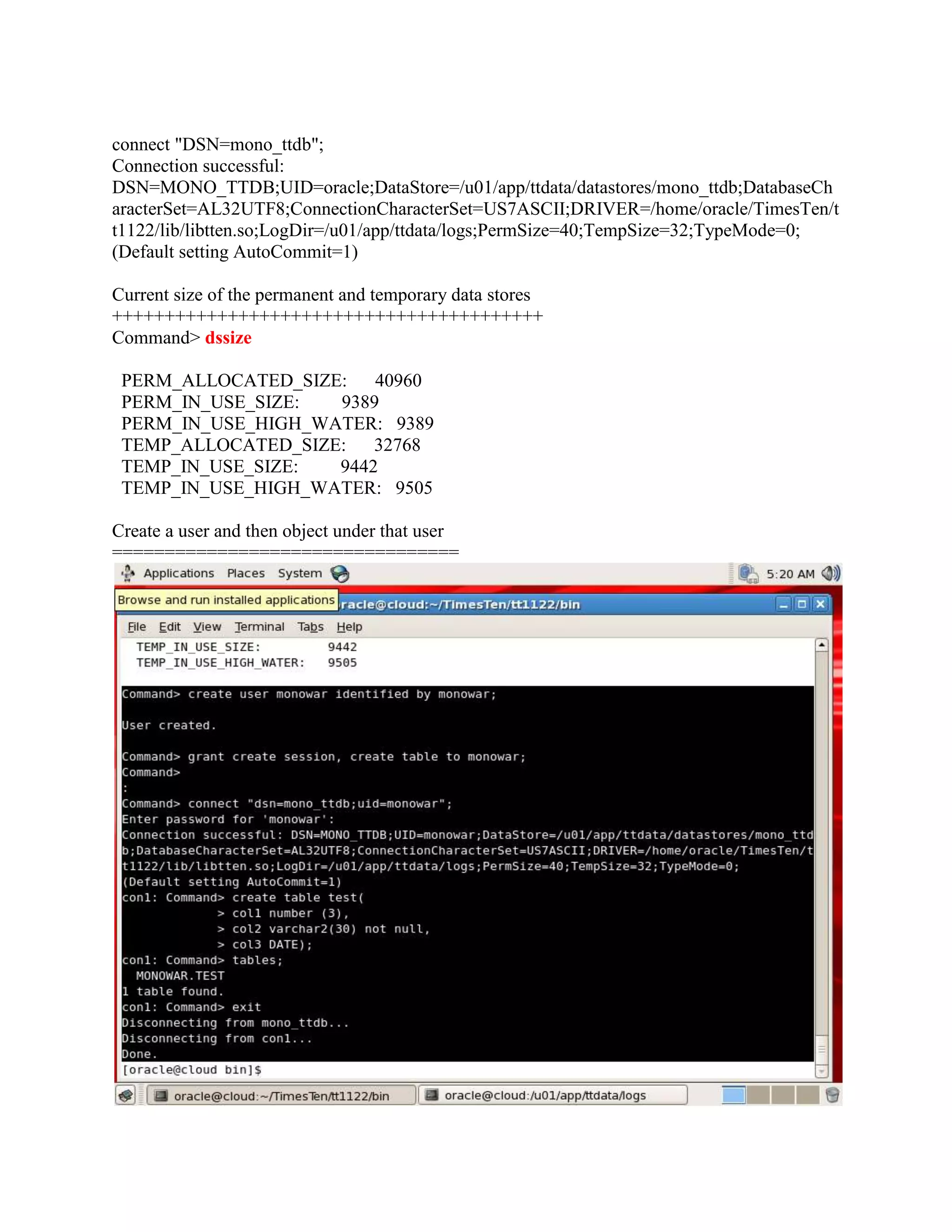 TimesTen in memory database Creation | DOCX TimesTen in memory database Creation | DOCX