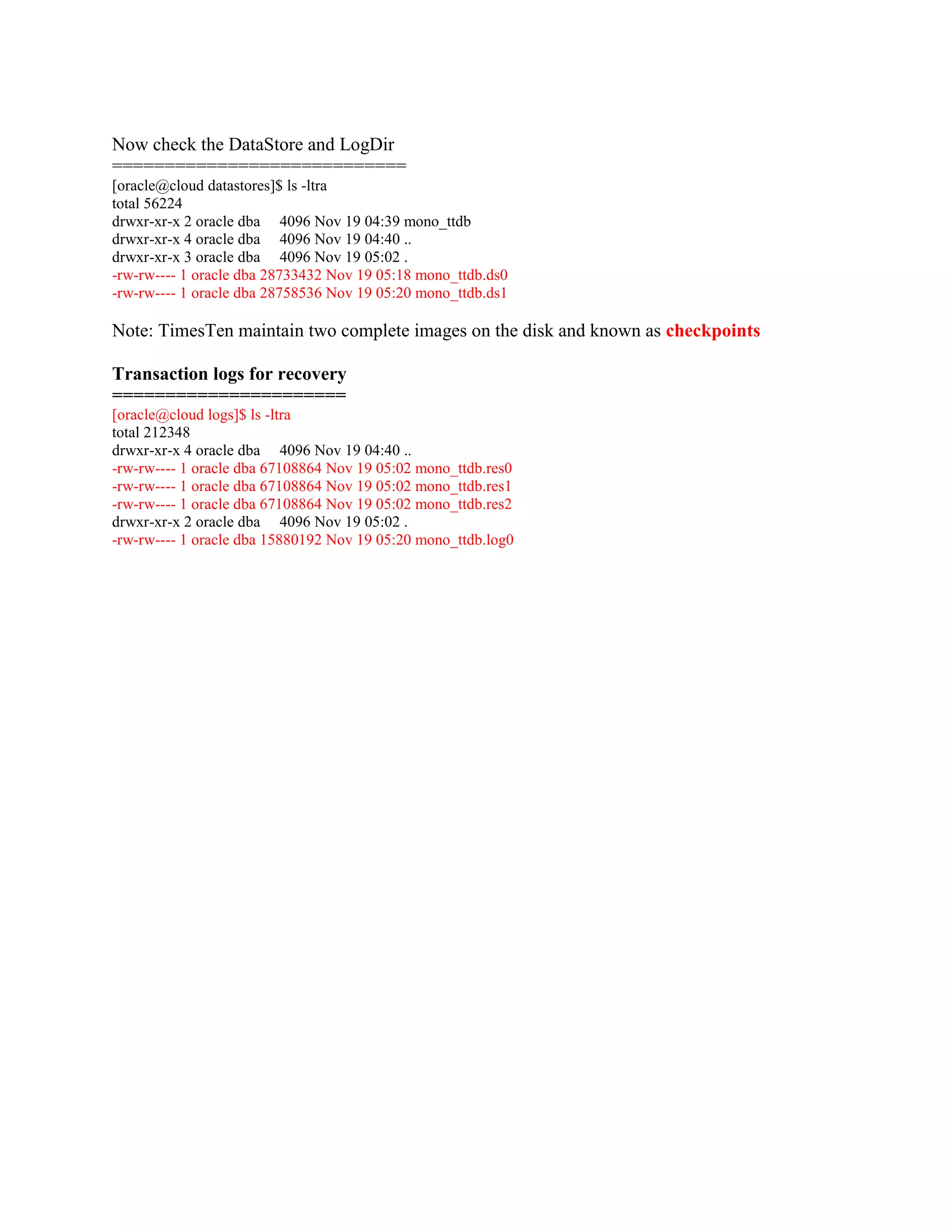 TimesTen in memory database Creation | DOCX