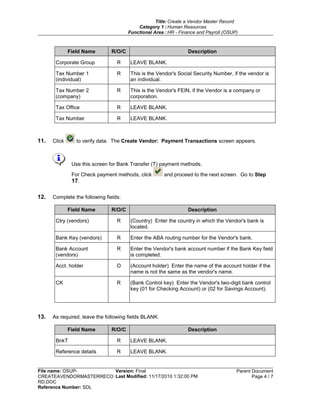 Createavendormasterrecord | PDF