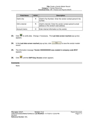 Createavendormasterrecord | PDF