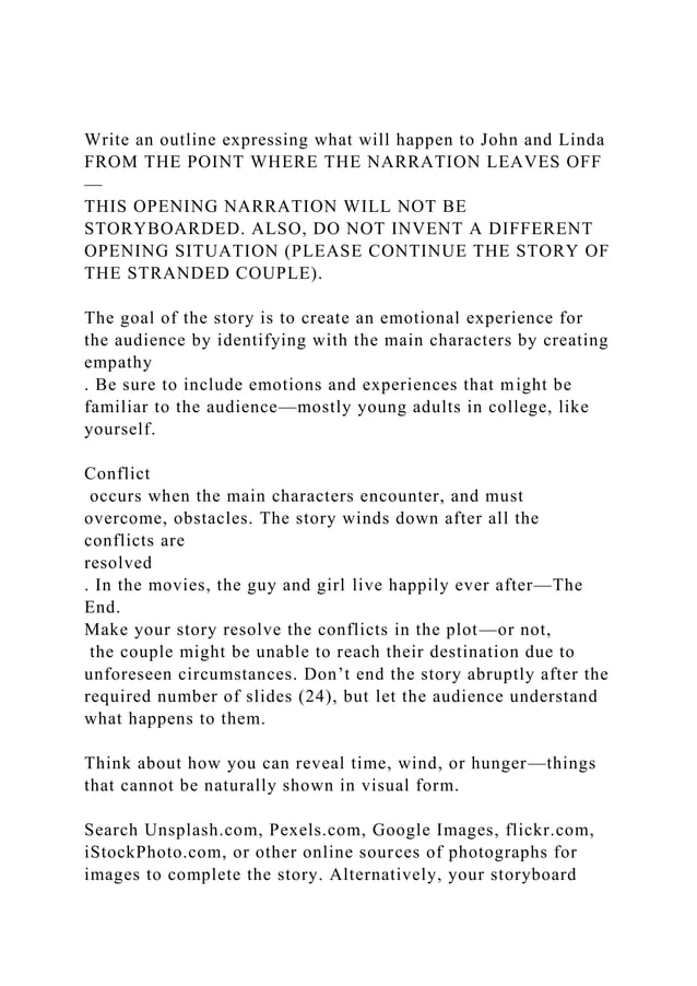 create a visual storyboard expressing what happens to a couple stran.docx