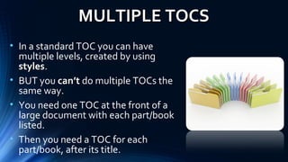 Create a Word document with multiple tables of content | PPT