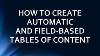 Create a Word document with multiple tables of content | PPT