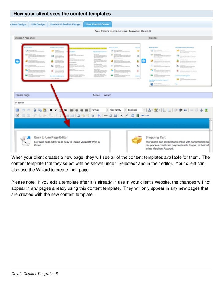 Create content template