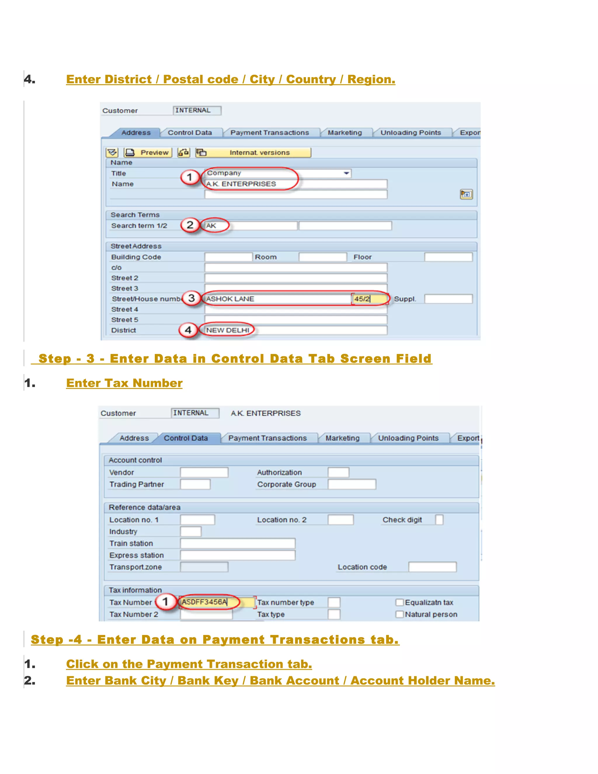 Create customer master | DOC