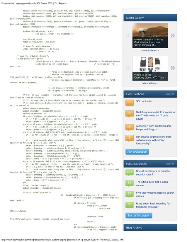 Create Custom Looping Procedures In Sql Server 2005 Tech Republic Pdf