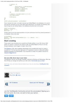 Create custom looping procedures in sql server 2005 tech republic | PDF