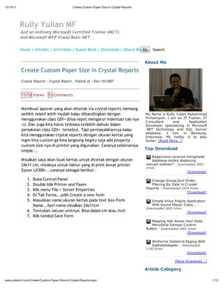 Create custom paper size in crystal reports | PDF