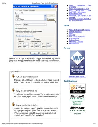 Create custom paper size in crystal reports | PDF