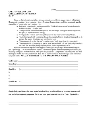 Created God Worksheeet Speech | DOC