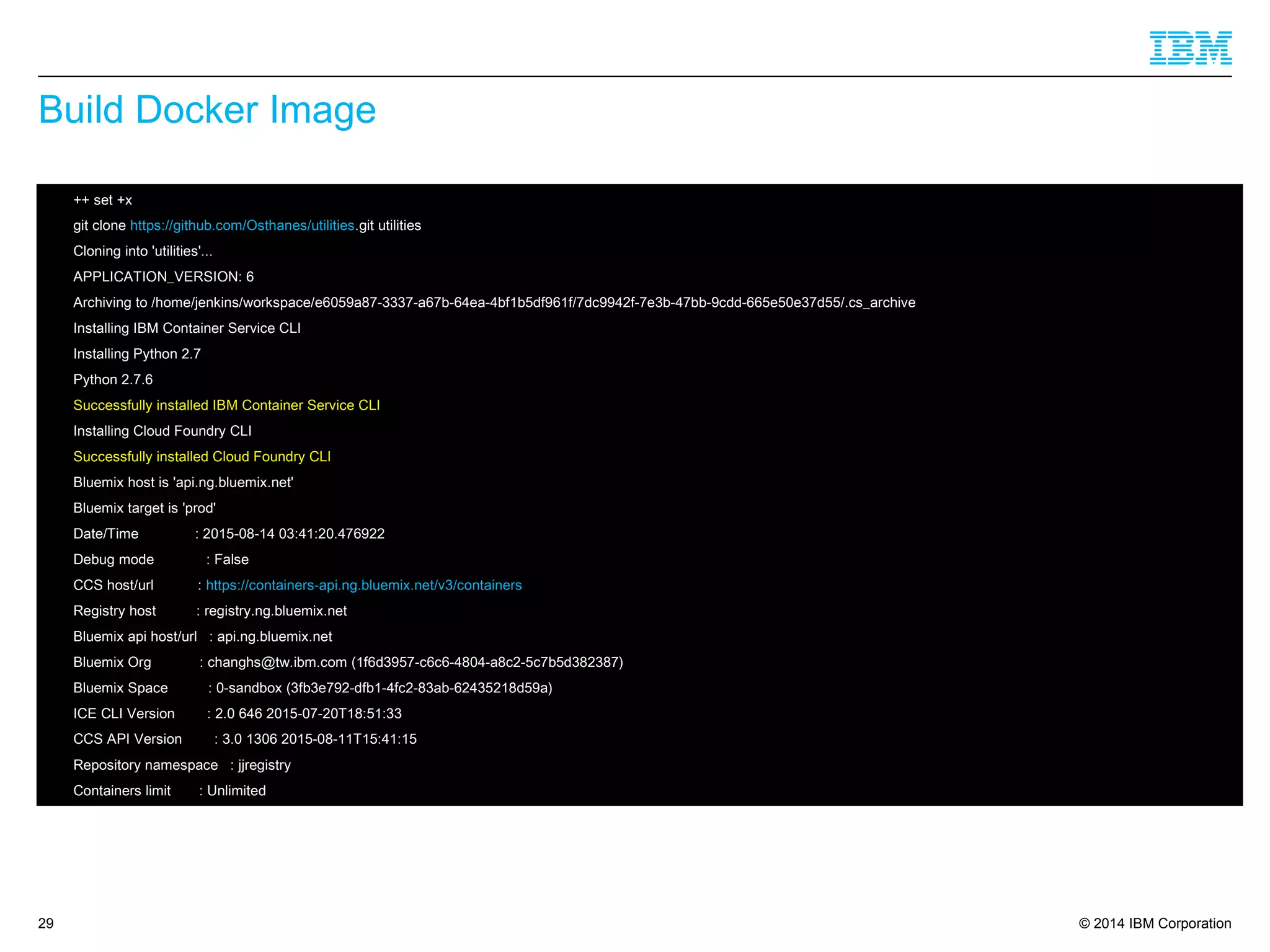 Create docker image with bluemix dev ops | PPT