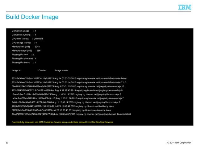 Create docker image with bluemix dev ops | PPT