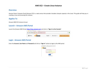 How To Create EC2 instance Linux Server | PDF | Cloud Computing | Internet