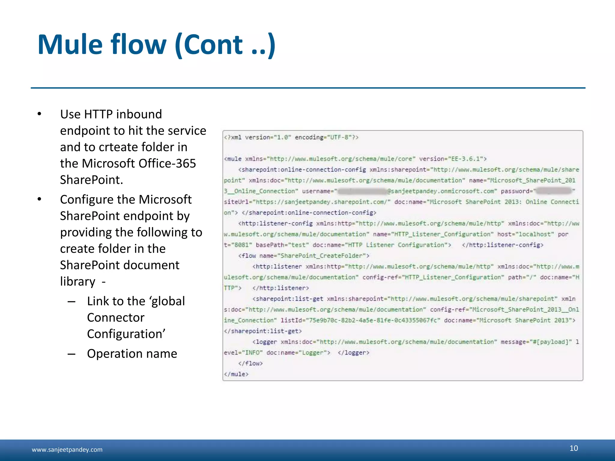 Create folder in microsoft office 365 share point using mule esb | PPT