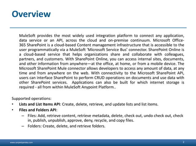 Create folder in microsoft office 365 share point using mule esb | PPT