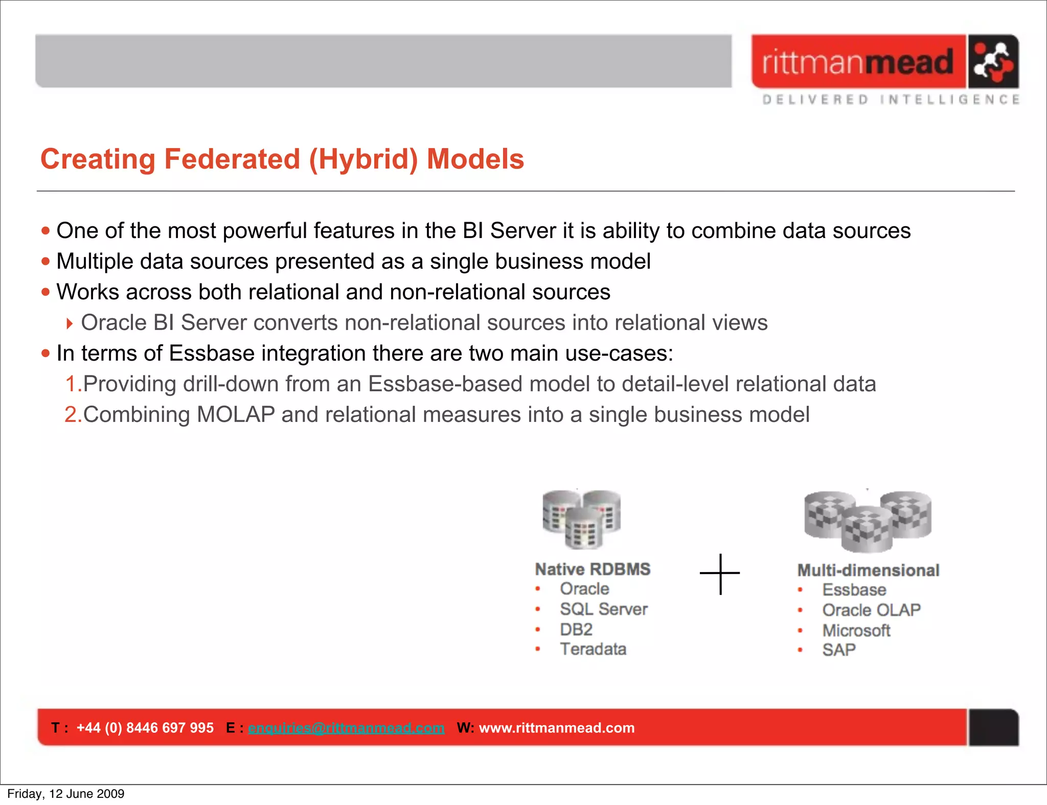 Create hybrid olap-relational obiee models | PDF