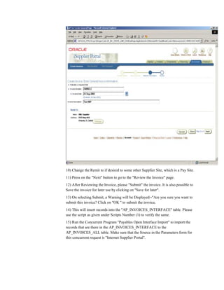 Create invoice by Oracle iSupplier portal | PDF