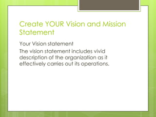 Create YOUR Mission and Vision | PPTX