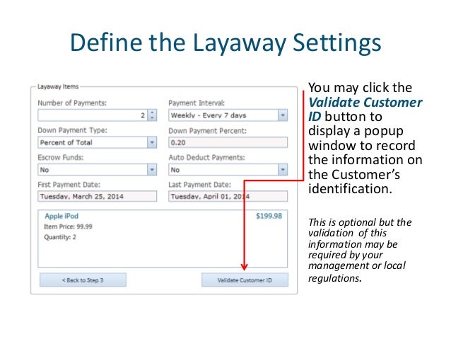 Create a New Layaway