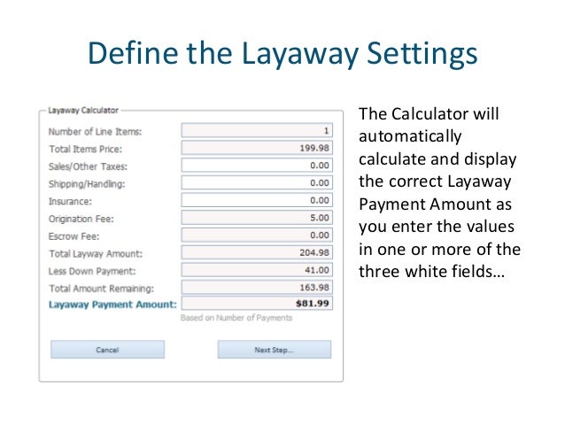 Create a New Layaway