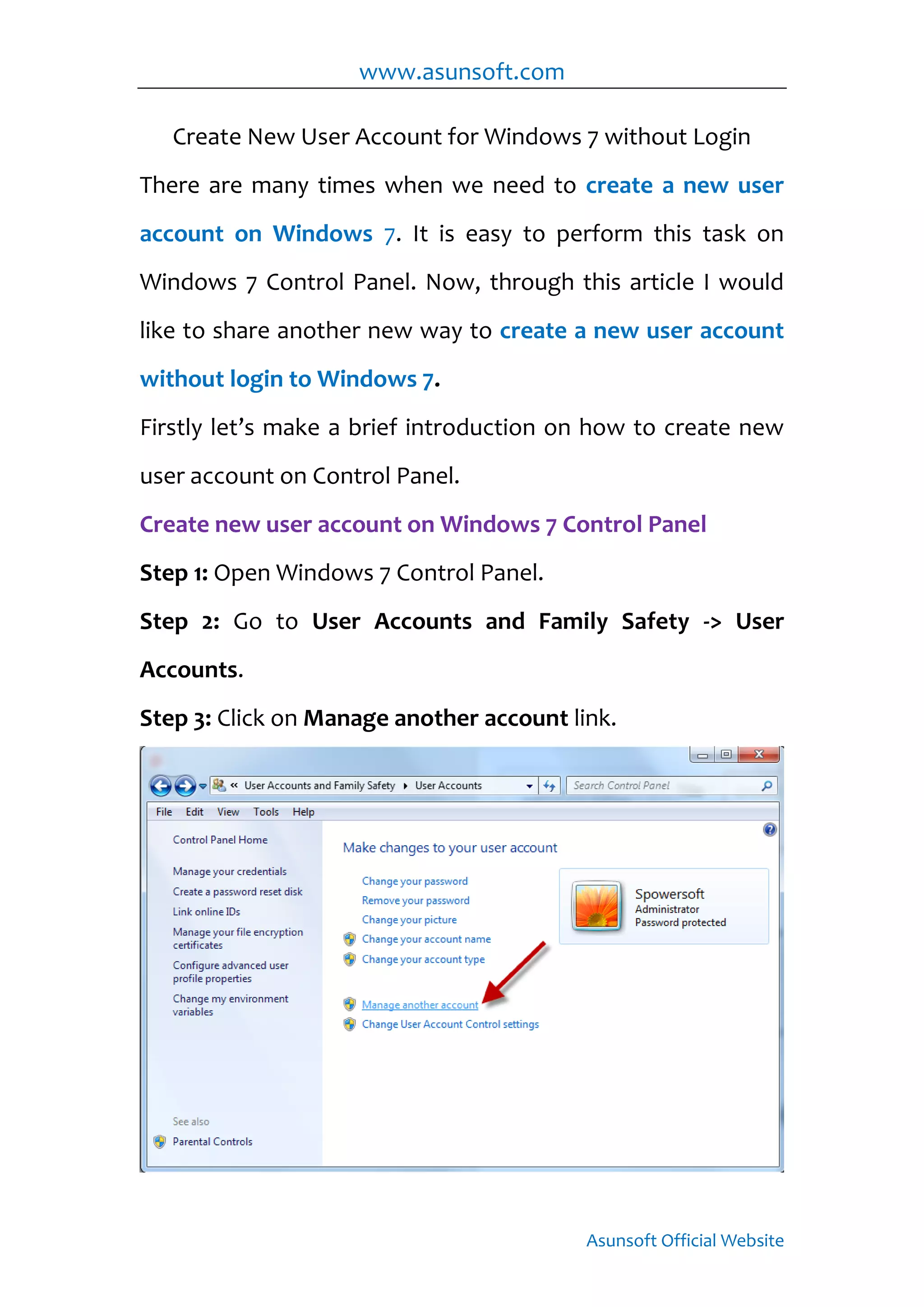 Create new user account for windows 7 without login | PDF