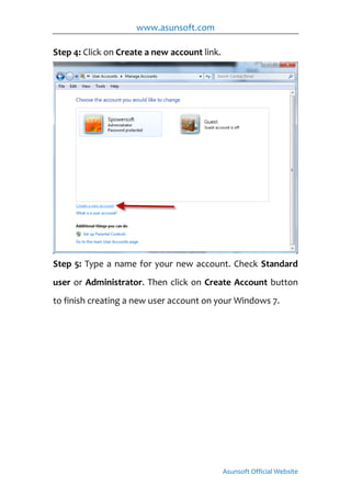 Create new user account for windows 7 without login | PDF