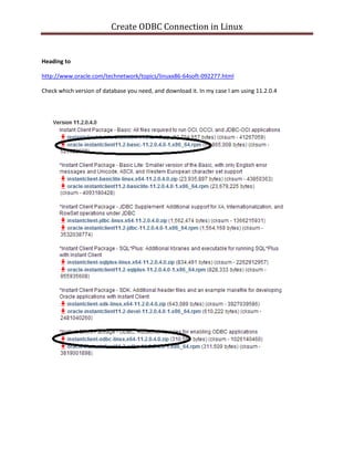 Steps to Create odbc connection linux | PDF