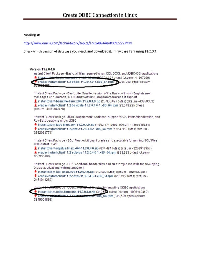 Steps to Create odbc connection linux | PDF