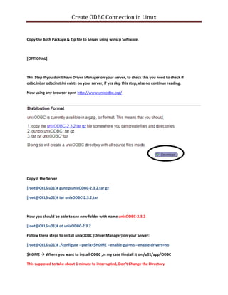 Steps to Create odbc connection linux | PDF