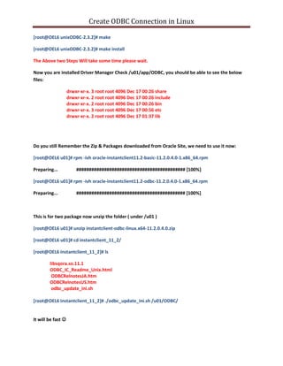 Steps to Create odbc connection linux | PDF