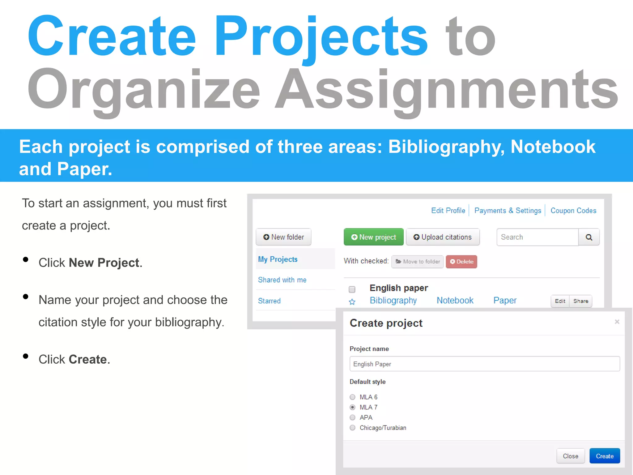 Create & organize projects | PDF