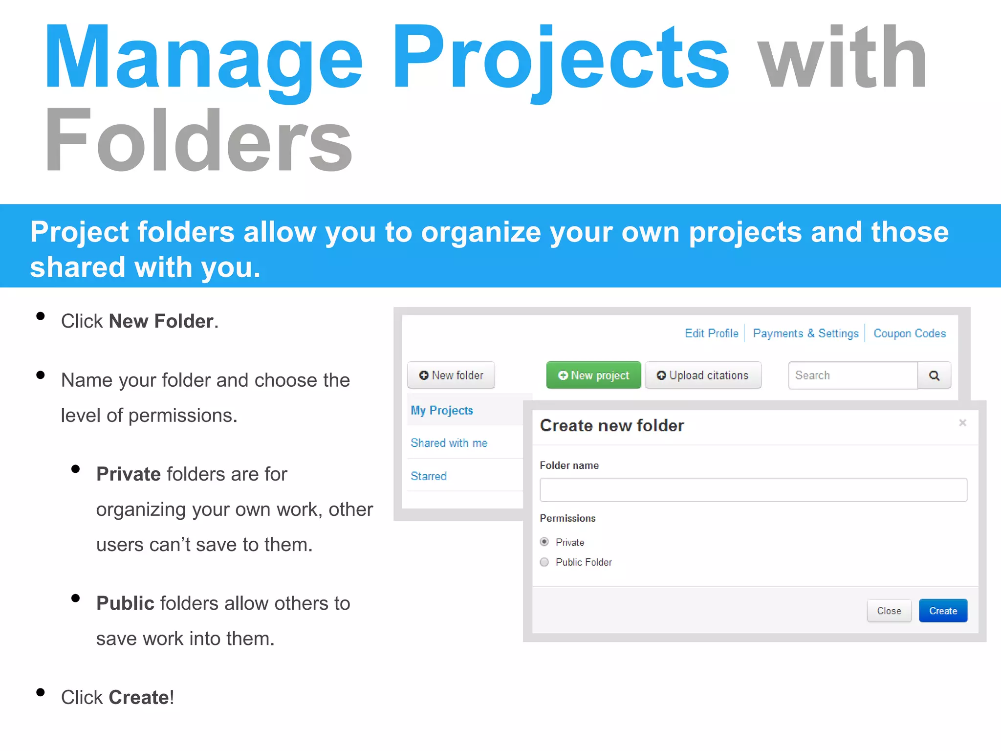 Create & organize projects | PDF