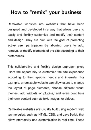 Create Remixed Websites and How to remix your business | PDF | Web ...