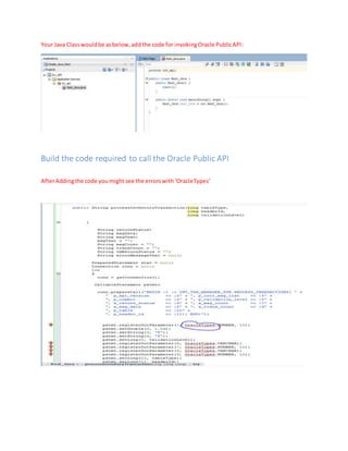 Create rest webservice for oracle public api using java class via jdeveloper | DOCX