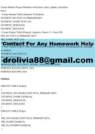 Create Student Project Database with insert, select, update, and del.pdf