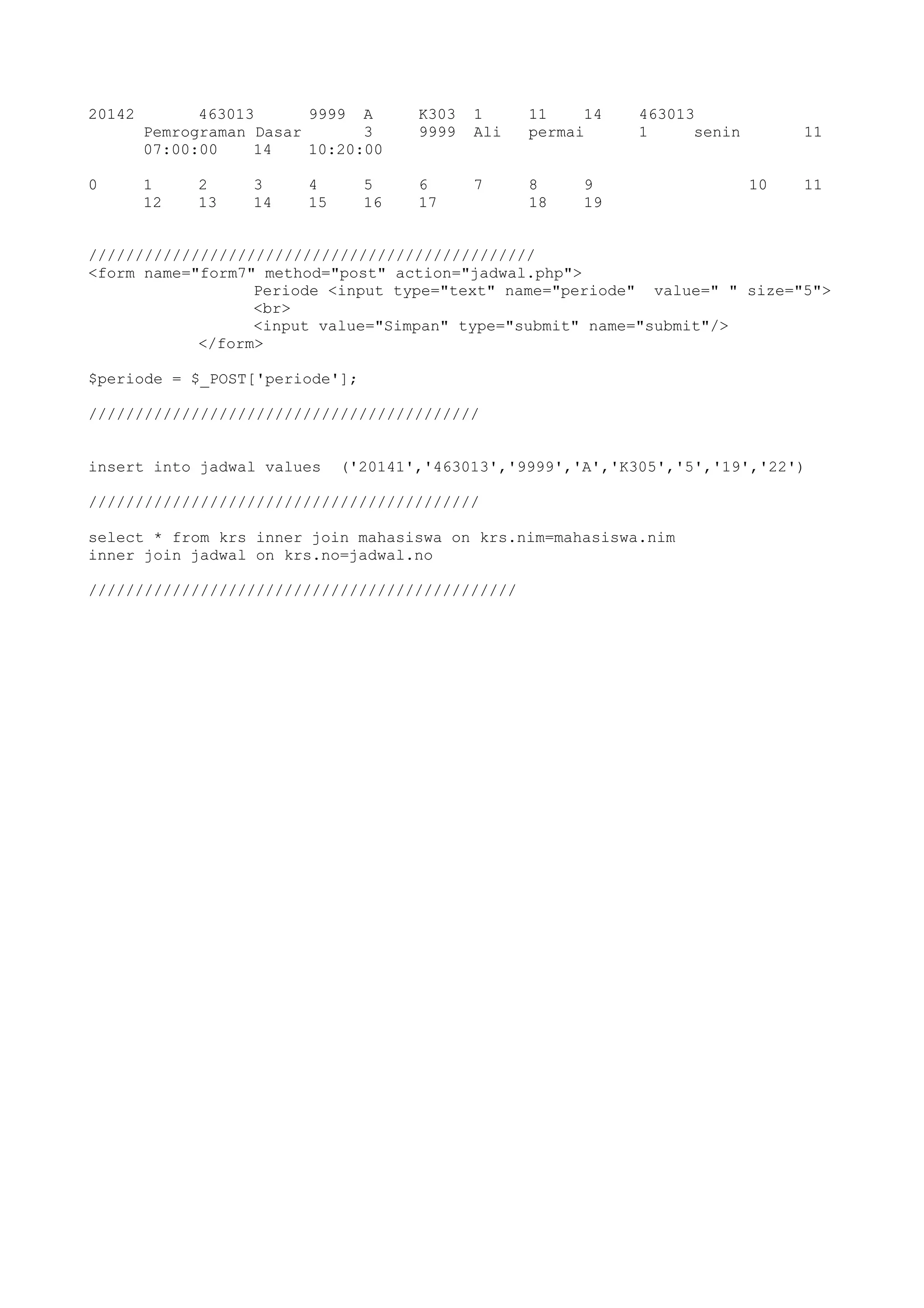 contoh membuat table, alter, inner join pada database | TXT
