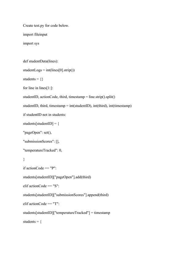 Create test-py for code below- import fileinput import sys def s.pdf